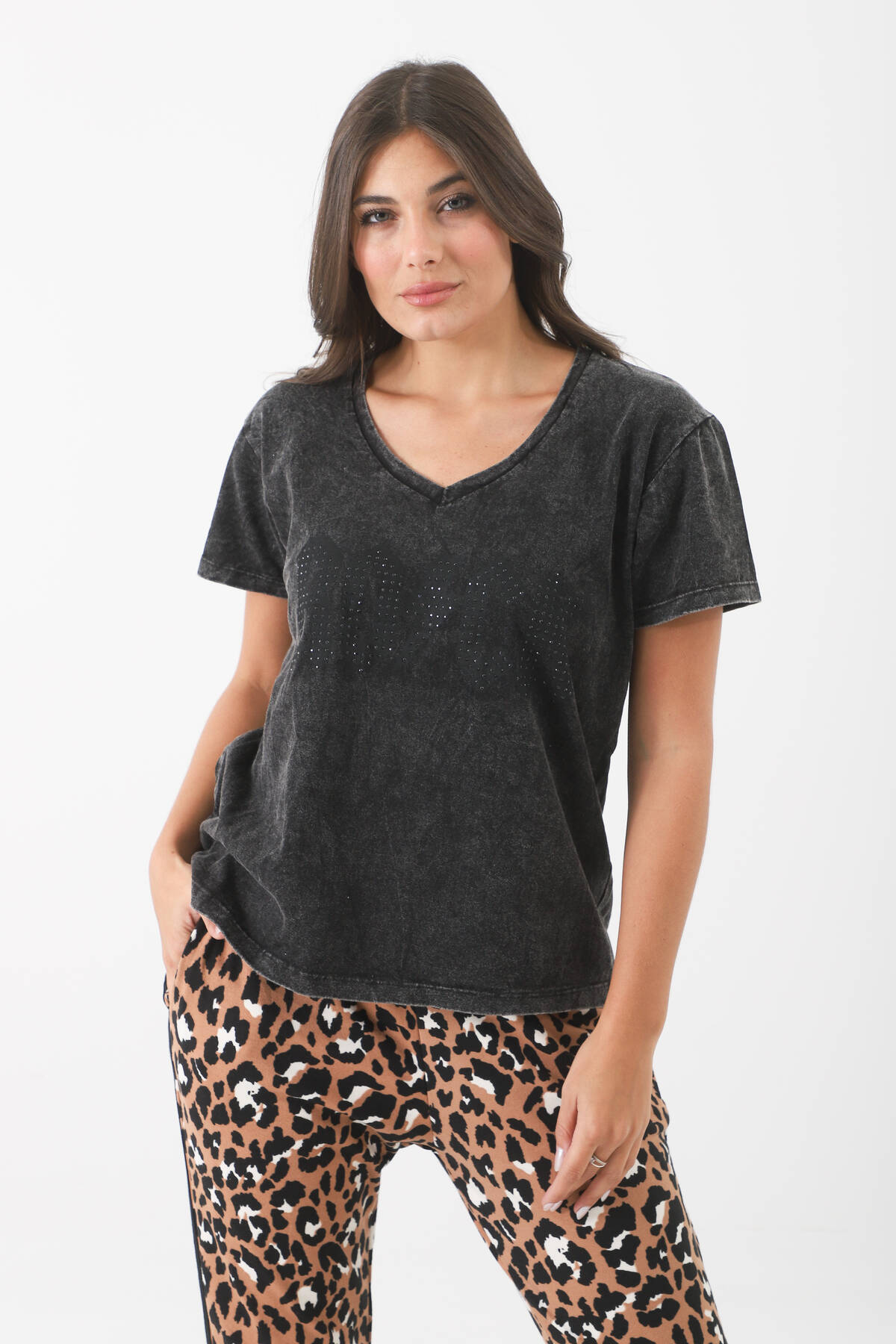 Remera nevada rock rayo strass | Distrito Moda